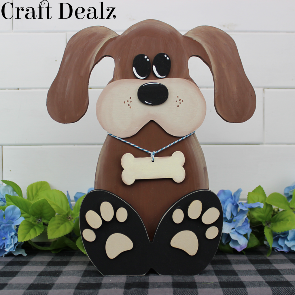 Wood Sitting Dog - Craft Dealz