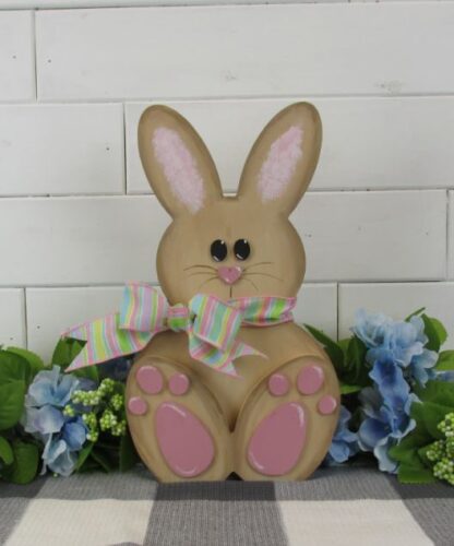 Wooden Sitting Round Bunny - Craft Dealz